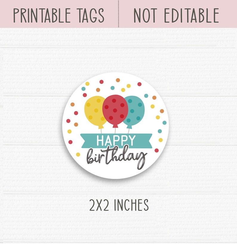 Printable Birthday Tag. Instant Download. Not Editable. - Etsy
