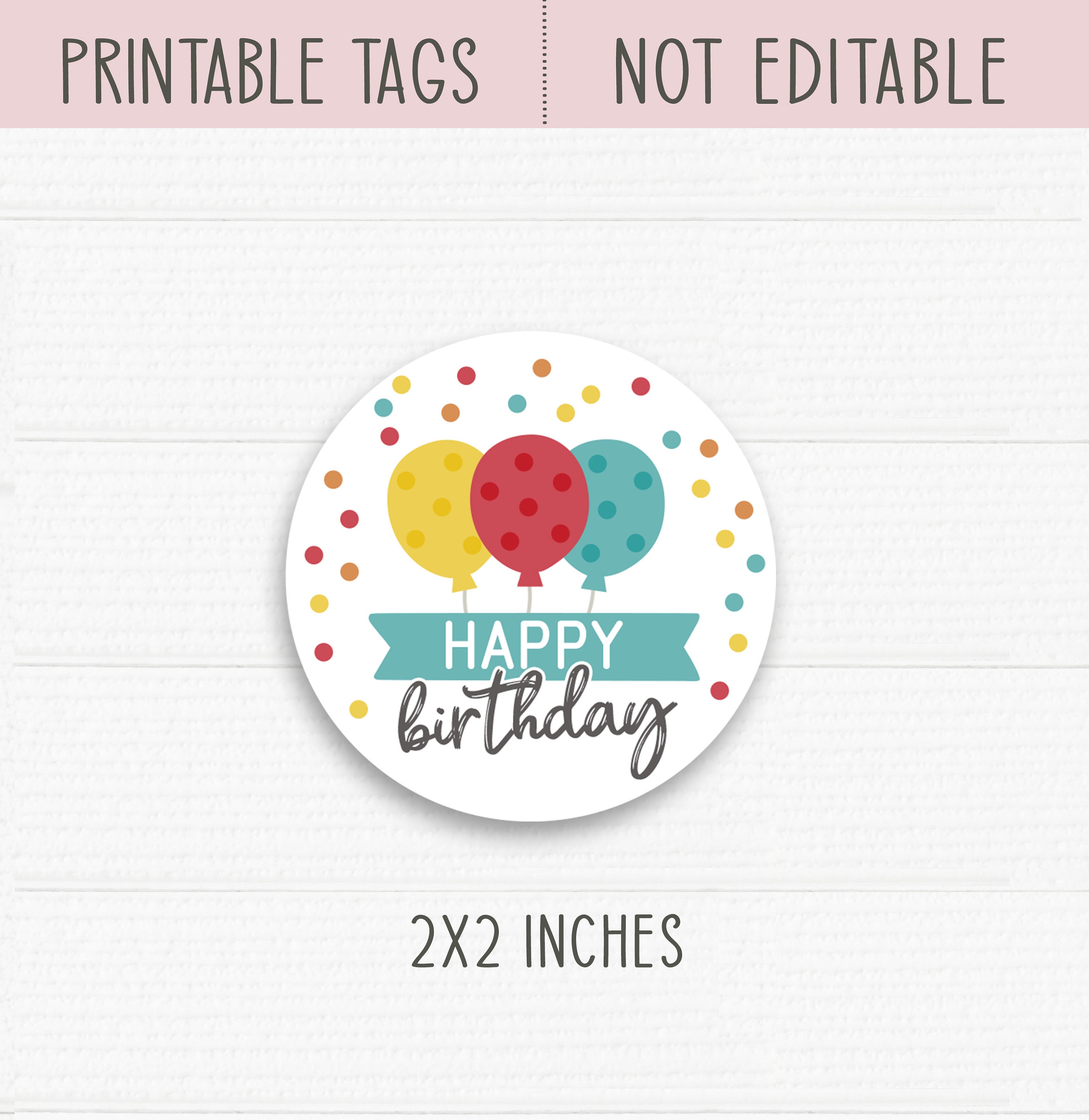 Printable Birthday Tag. Instant Download. Not Editable. - Etsy