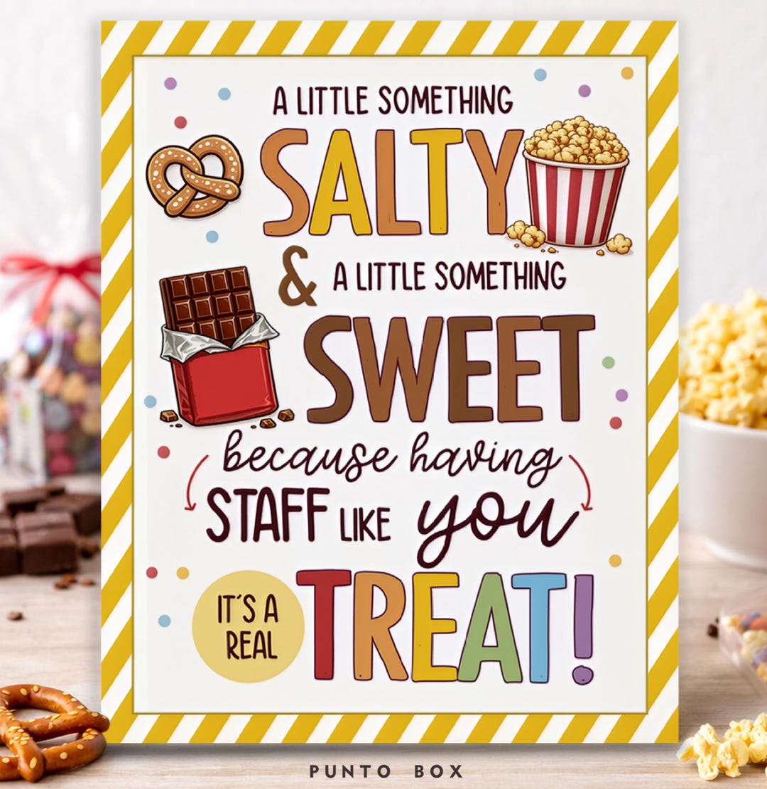 Staff Appreciation Sign 8x10 and Matching Gift Tag 2.5x3.5, Salty Sweet ...