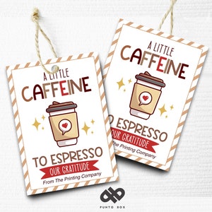 Printable Coffee Teacher Gift Tag. Espresso Our Gratitude. Appreciation ...
