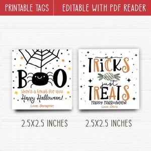 Printable Halloween Favor Tags. Just Treats, Not Tricks. A Treat for ...