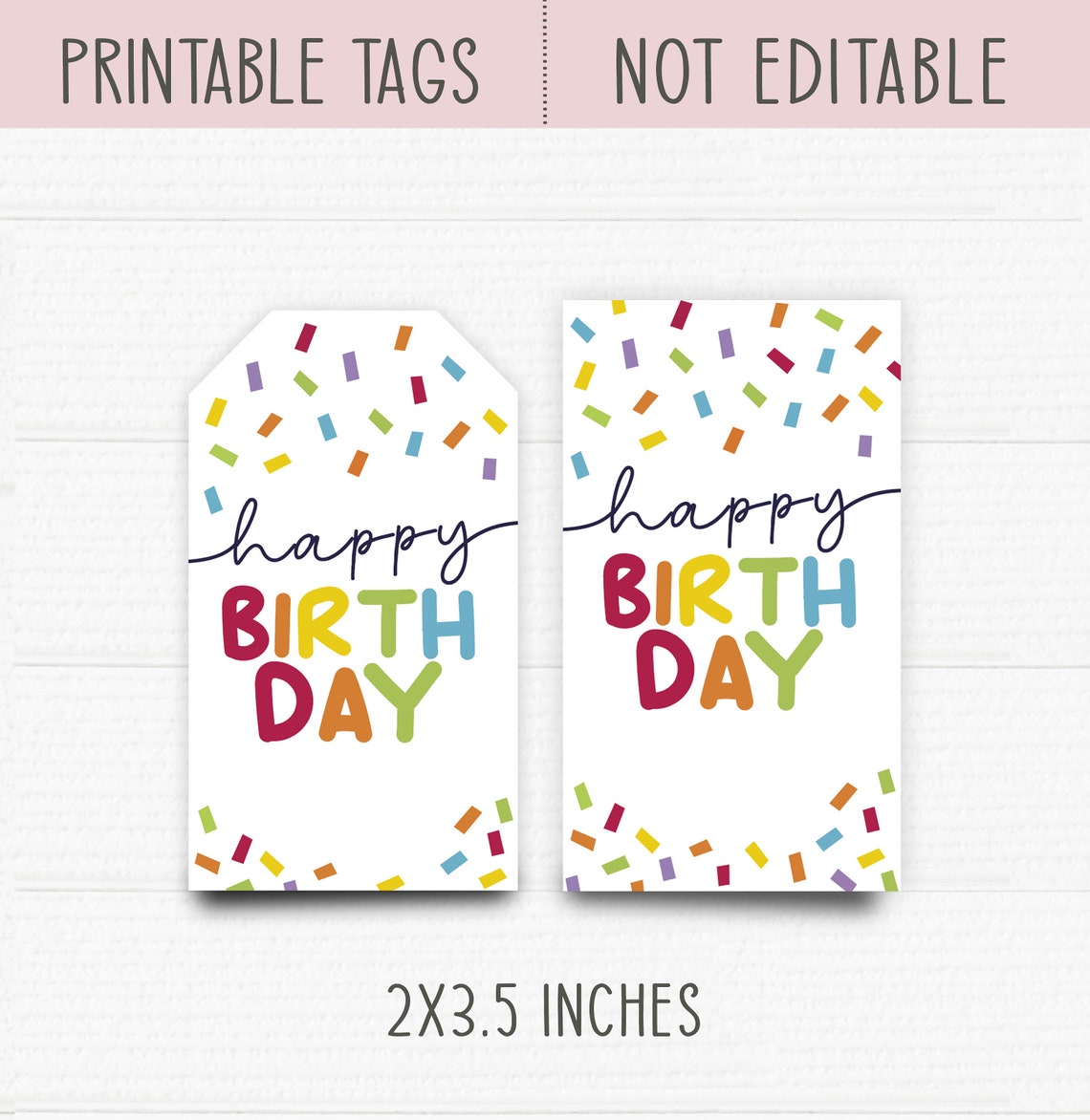 Printable Birthday Tags. Favor Tags. Not Editable. Three - Etsy