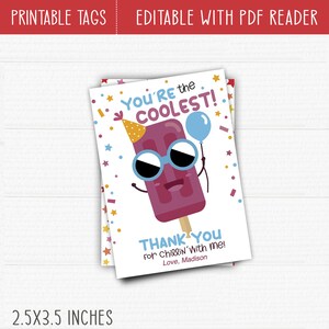 Printable Summer Kids Pool Party Favors Tag. Instant Download Ice Pop ...