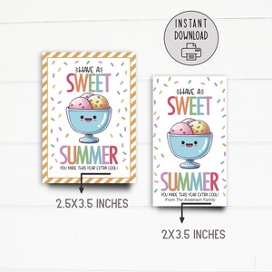 Printable End-of-year Tag – “have a Sweet Summer” | Student Gift Tag ...
