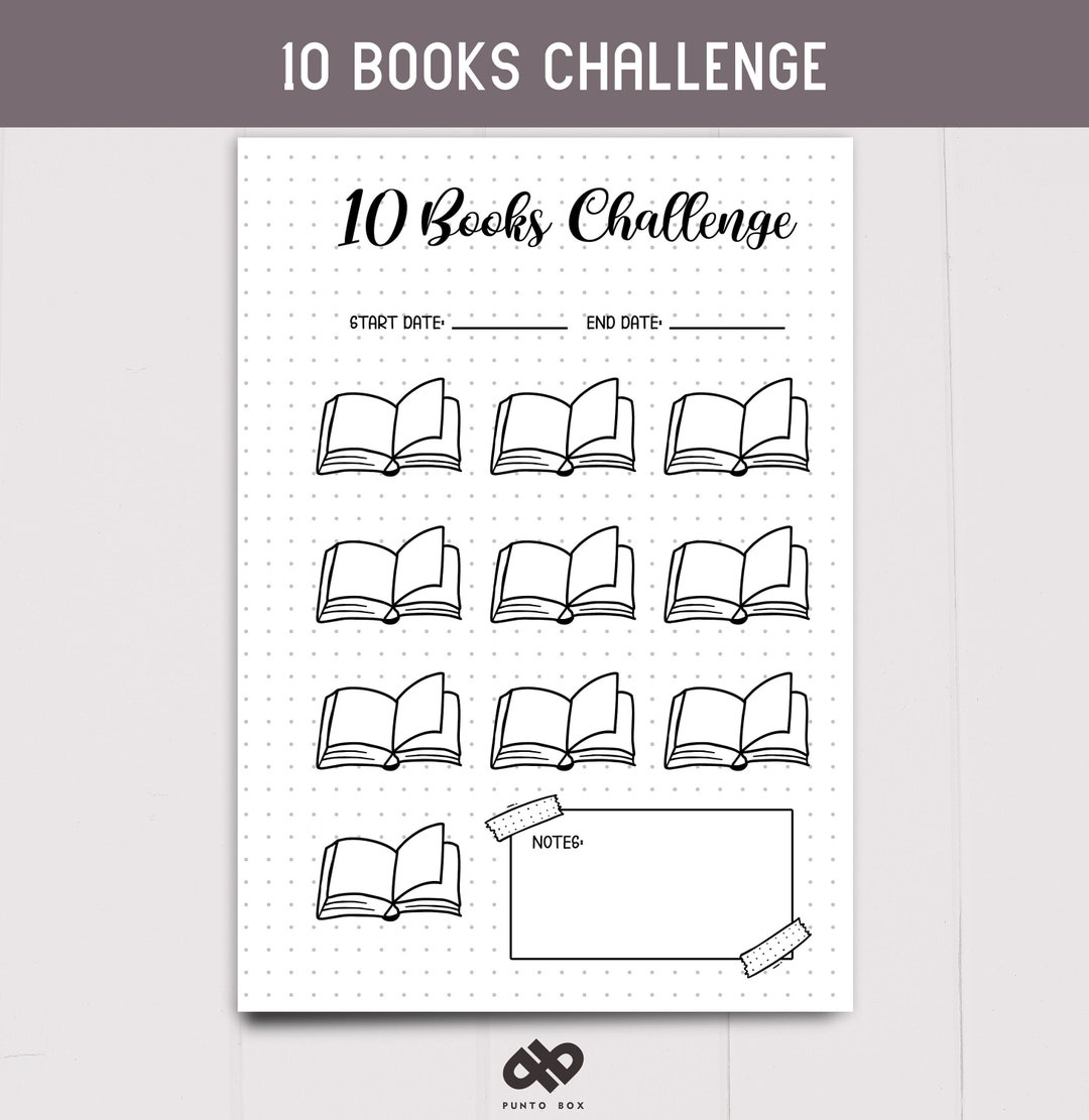 Printable Reading Tracker. 10 Book Challenge. A5 Bullet Journal Page ...