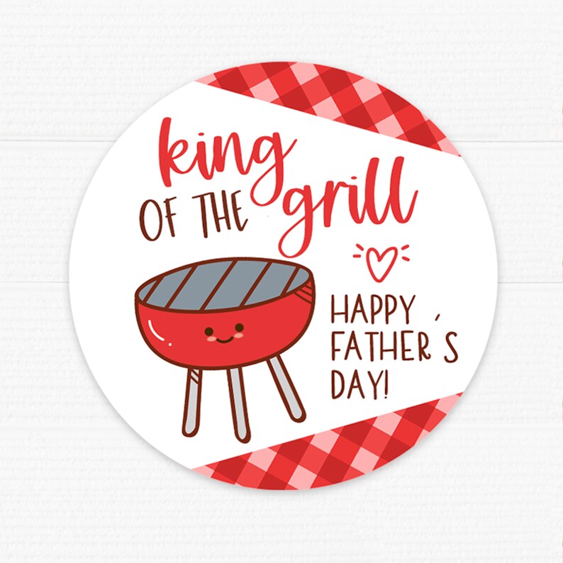 Printable King of Grill Round Tag. Happy Fathers Day. 2x2 - Etsy