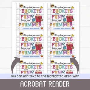 End of Year Gift Tag | Buckets of Fun Printable Tag | Summer Student ...