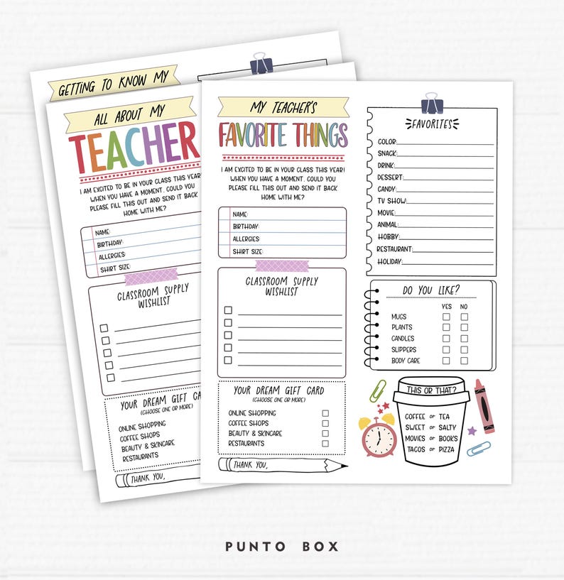 Getting to Know My Teacher Printable | All About My Teacher | Teacher’s ...