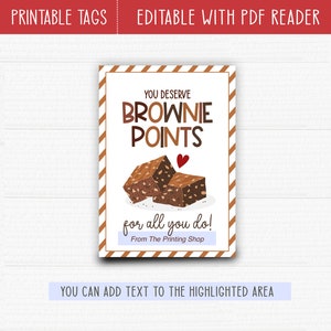 Printable Brownie Favor Tags. Staff. Deserve Brownie Points. Employee ...