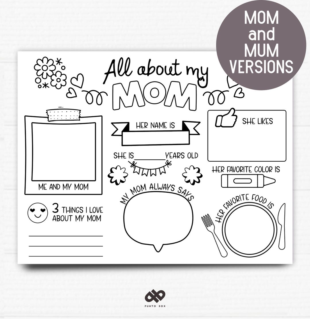 All About My Mom Printable Coloring Card | Mother’s Day Activity | A4 ...