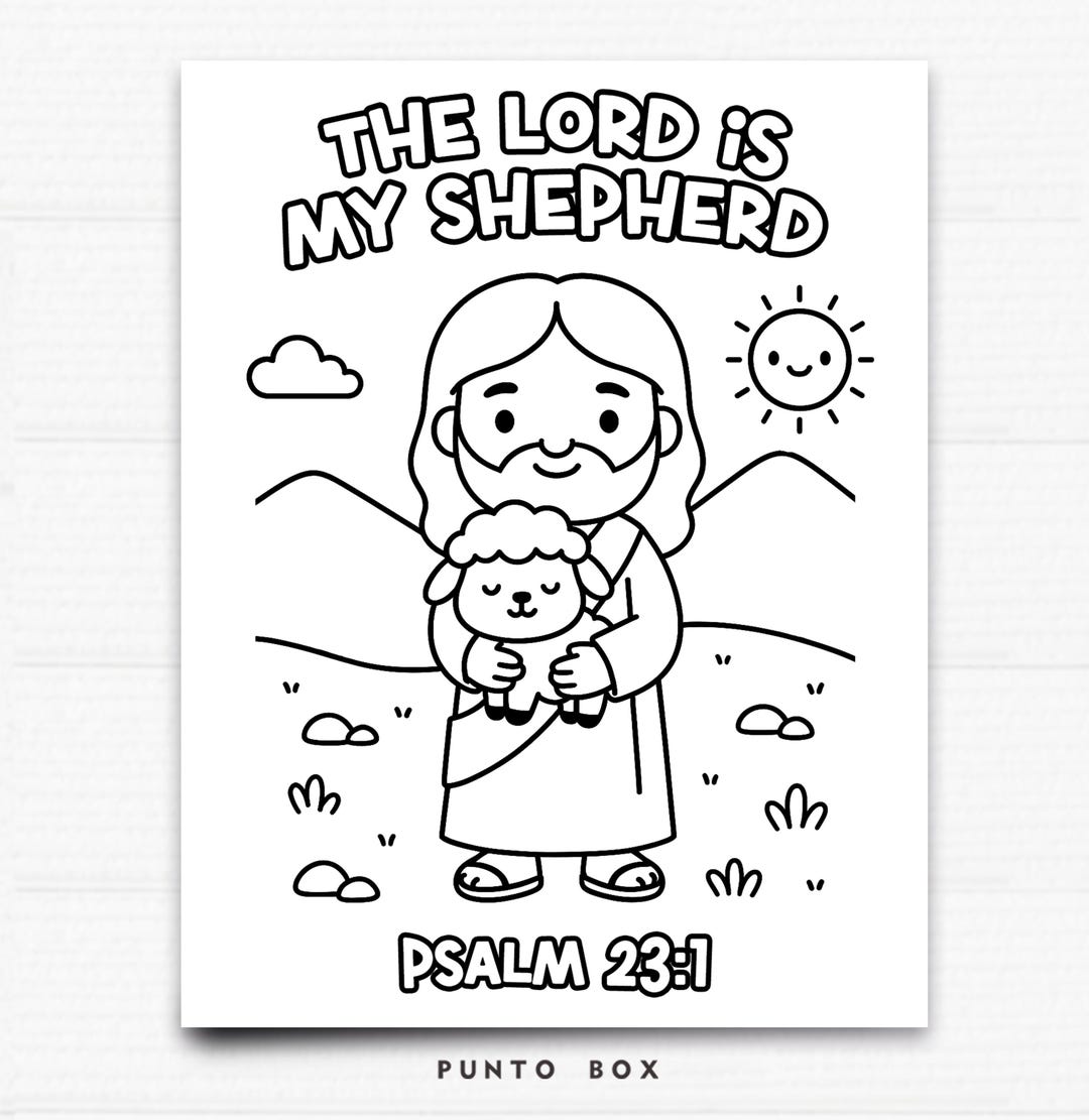 The Lord is My Shepherd Coloring Page – Psalm 23:1 Bible Verse for Kids ...