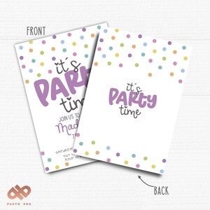 Editable Birthday Birthday Invitation. Its Party Time. Confetti. Favor ...