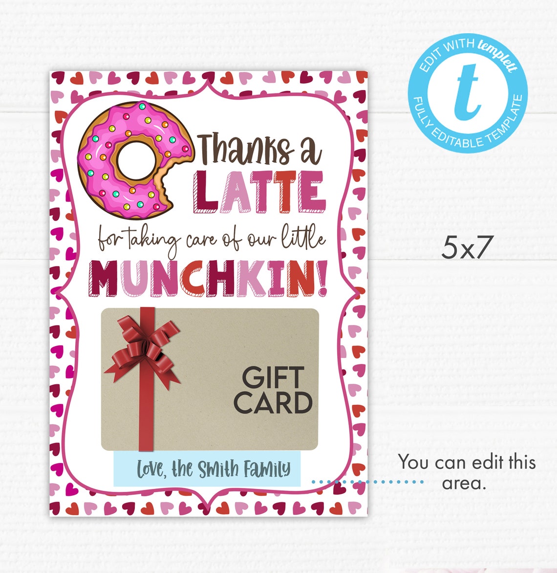 Printable Valentines Gift Card Holder. Thanks a Latte for Taking Care ...