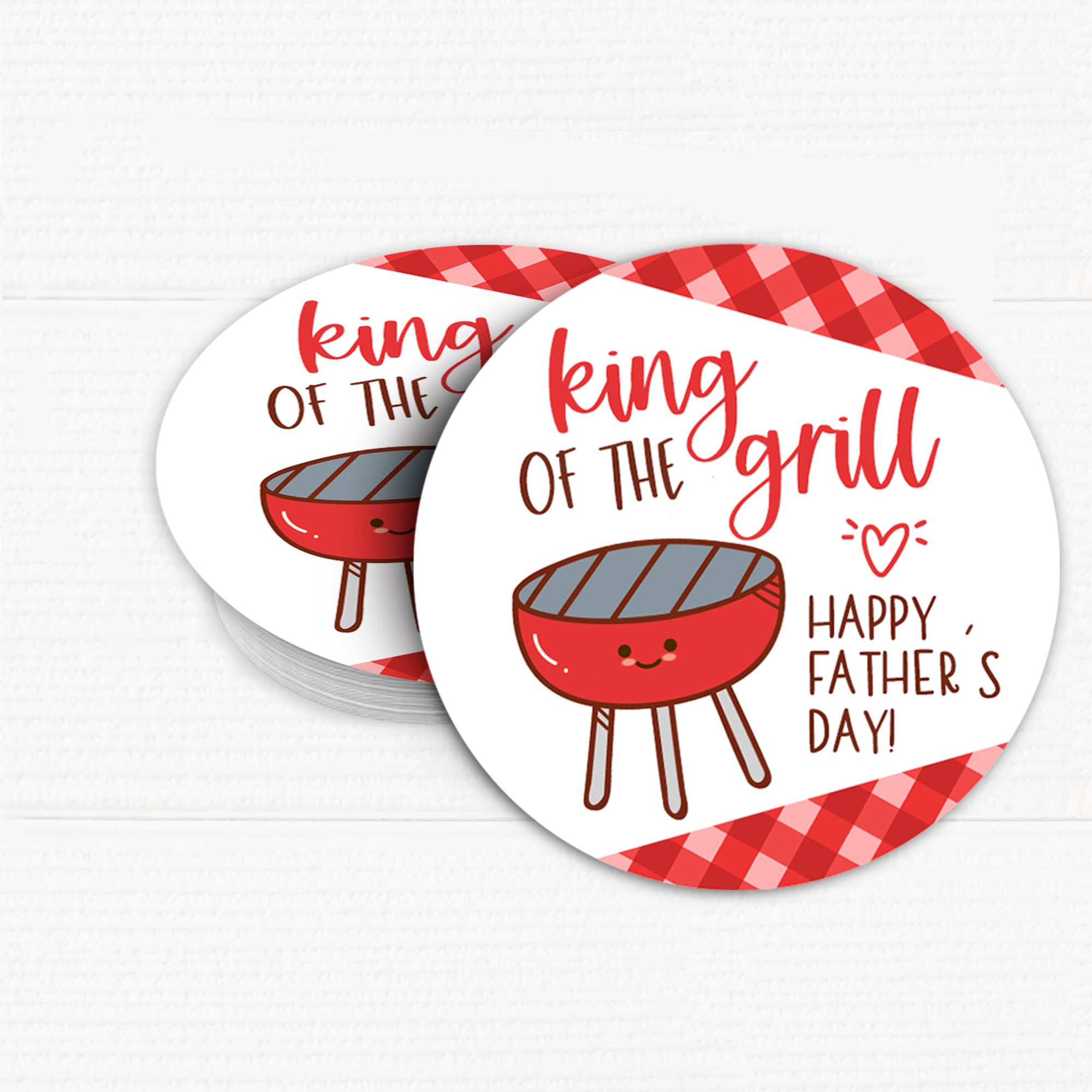 Printable king of Grill Round Tag. Happy Fathers Day. 2x2 | Etsy