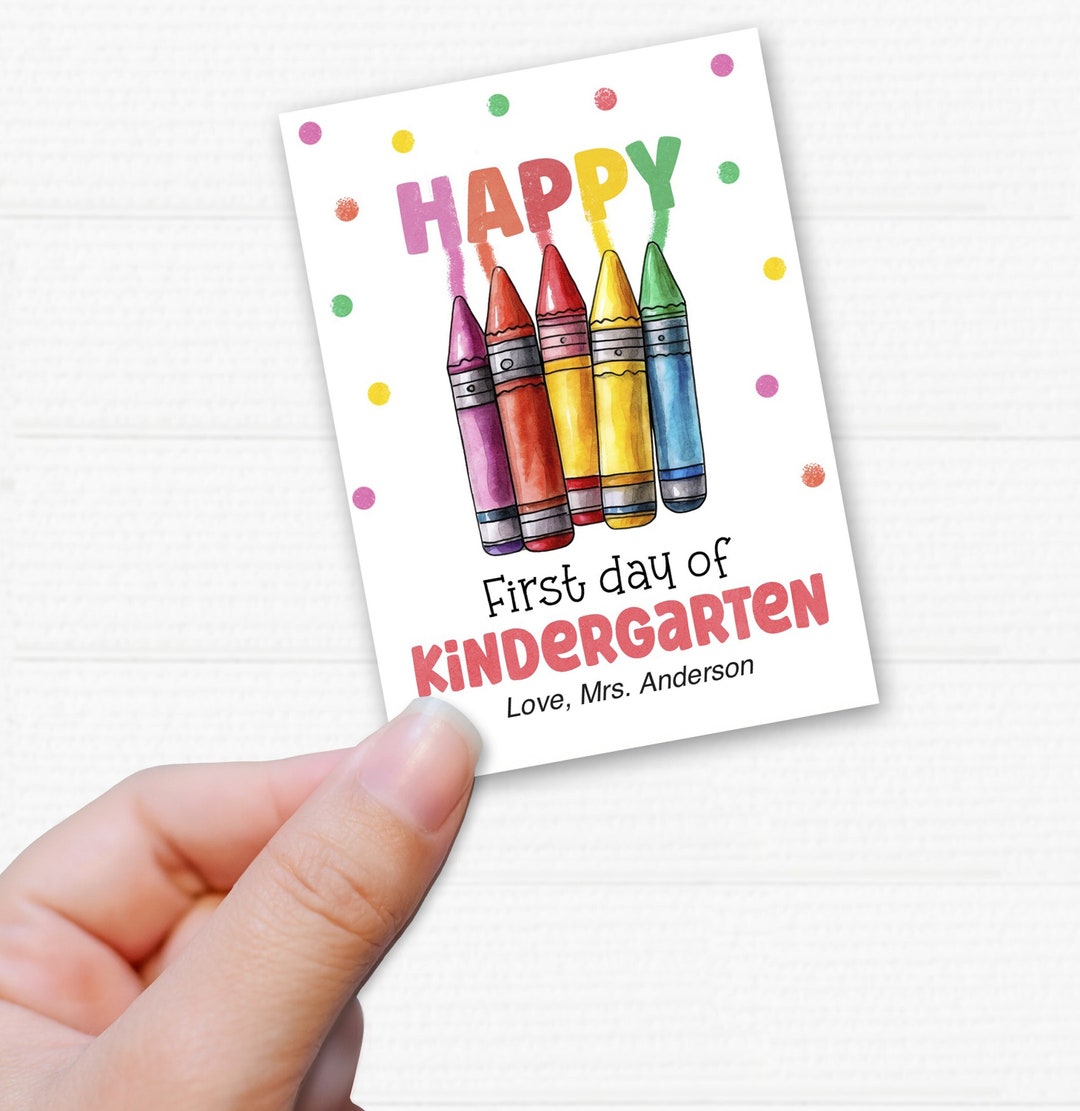 Printable Crayons First Day of School Tag. Kindergarten Editable Gift ...