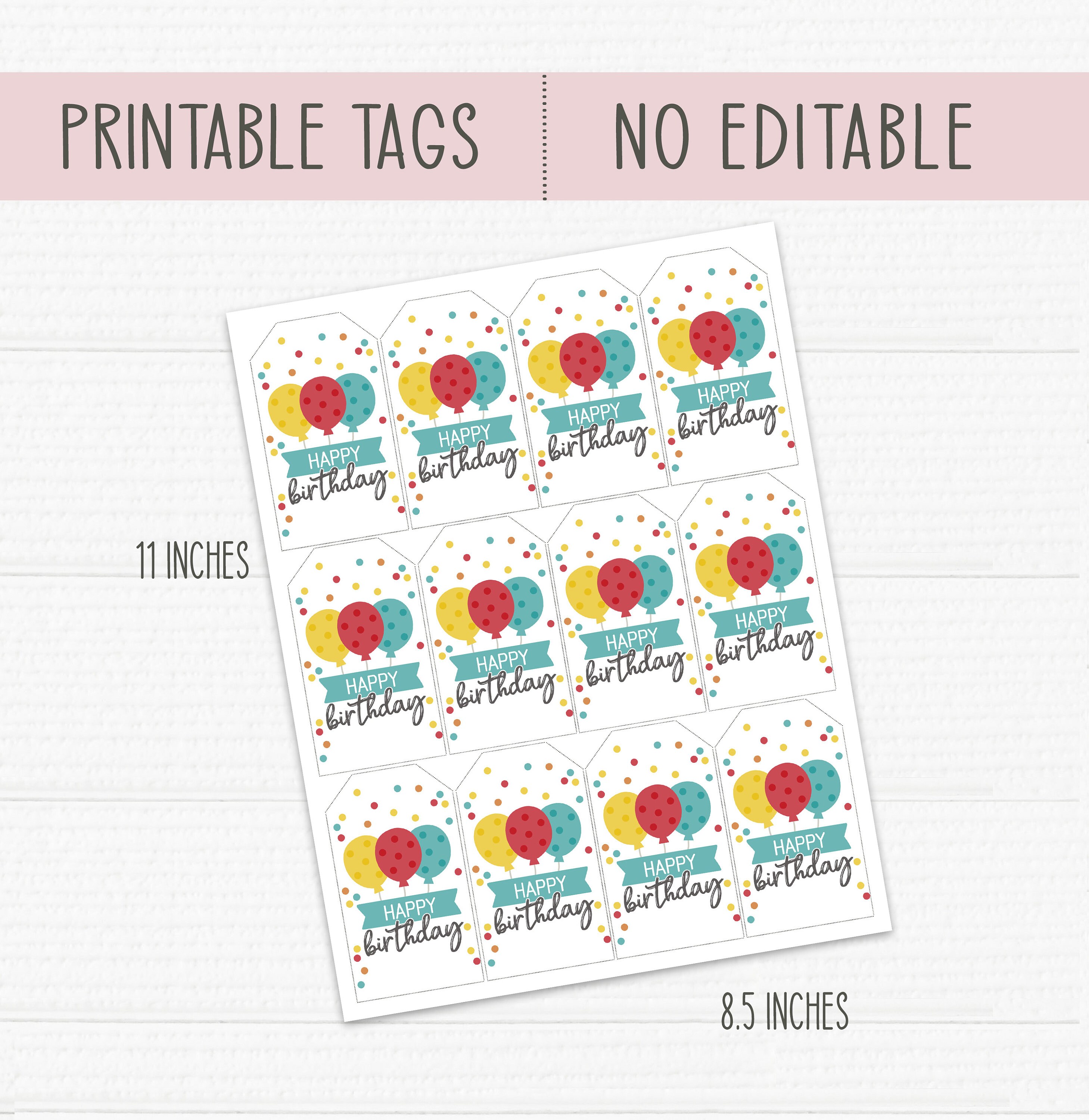 Printable Birthday Tag. Instant Download. Not Editable. - Etsy
