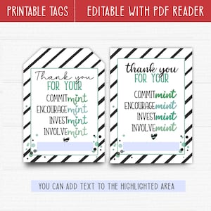 Printable Teacher Appreciation Favor Tag. Thank You for Your Commitmint ...