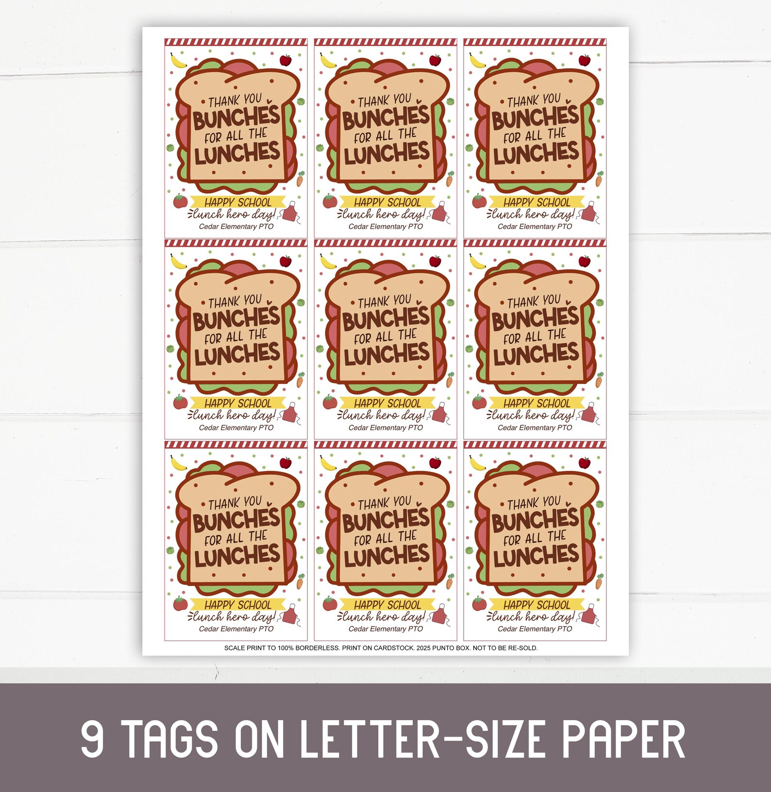 Printable School Lunch Hero Day Tag | Thank You Bunches for All the ...
