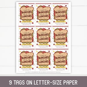 Printable School Lunch Hero Day Tag | Thank You Bunches for All the ...
