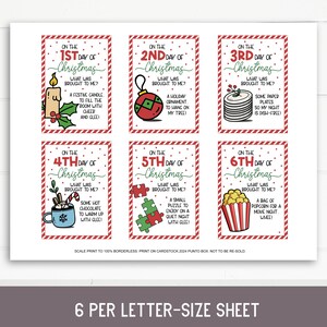 Printable 12 Days of Christmas Gift Tags. Christmas Favor Tags. Instant ...