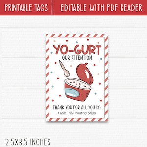 Printable Gift Tag. Yogurt Our Attention. Teacher, Employee ...