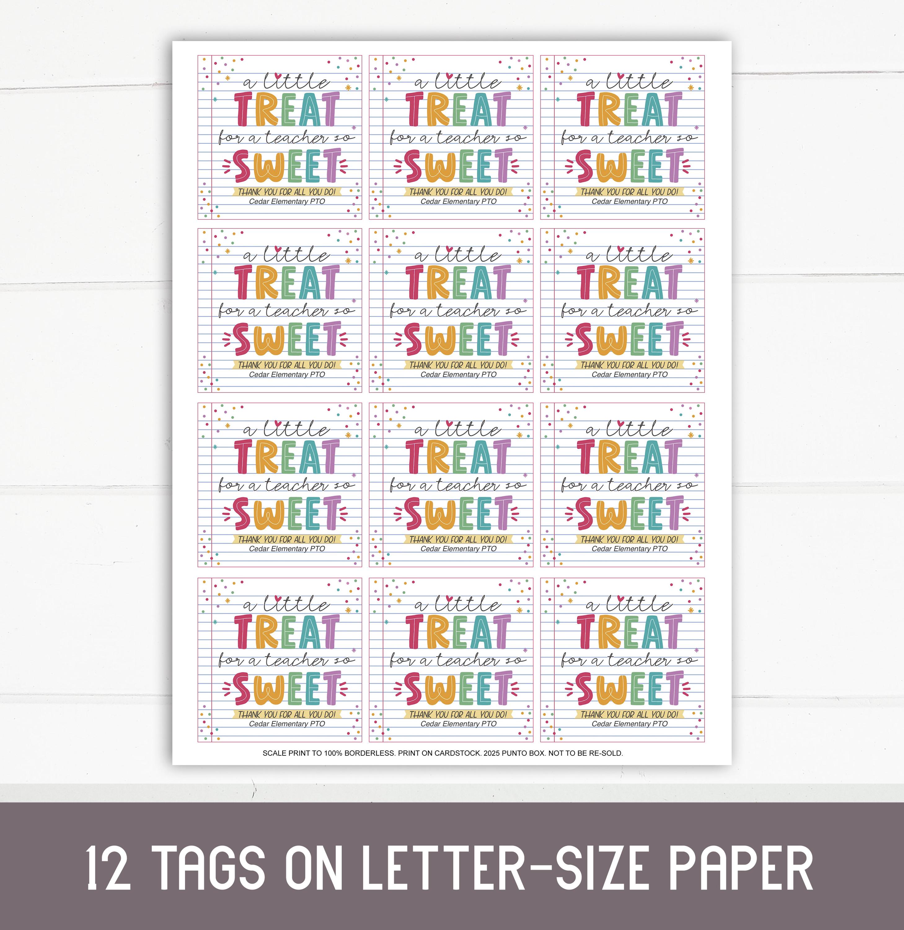 Teacher Appreciation Tag | "a Little Treat for a Teacher so Sweet ...