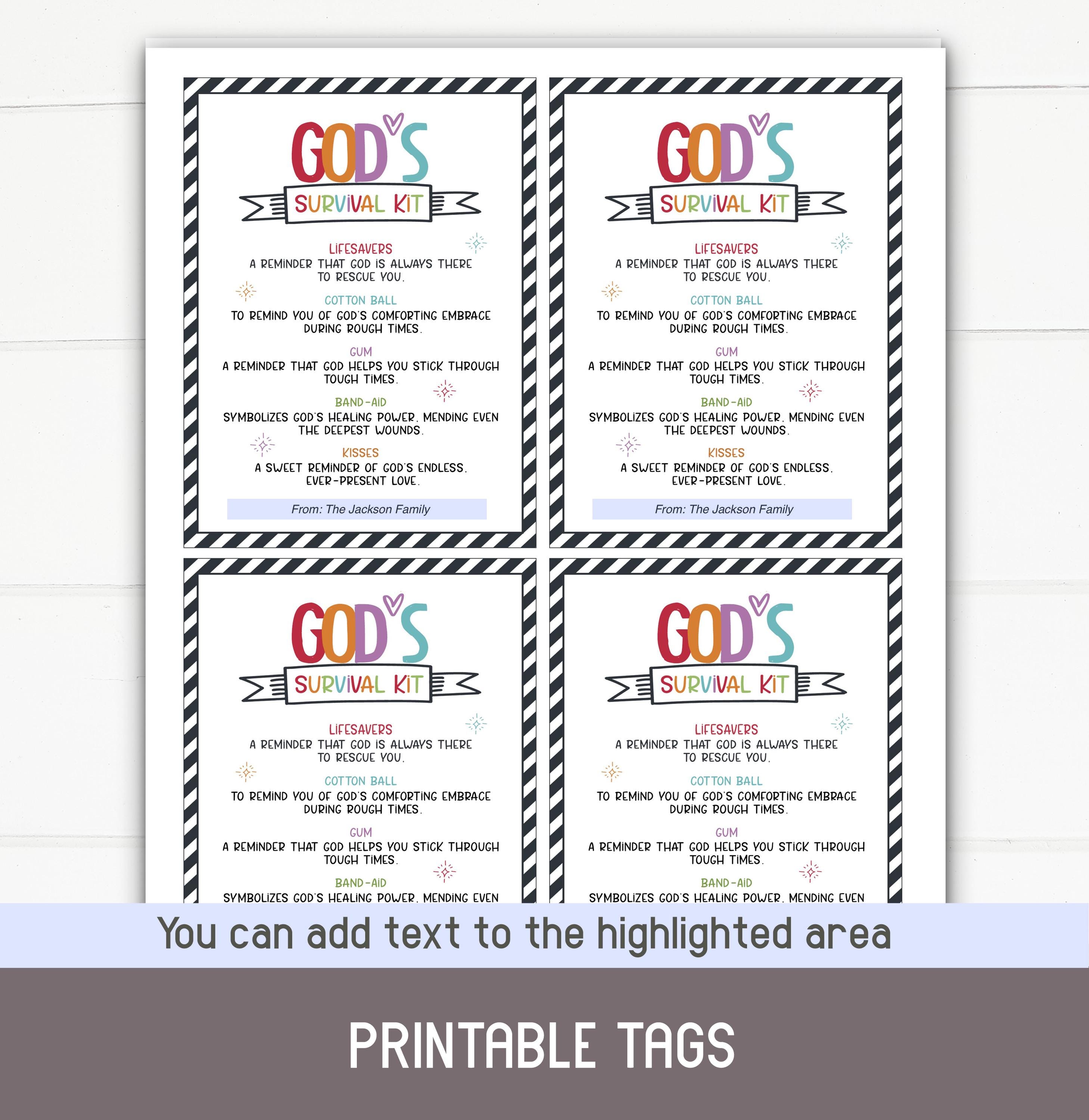 Printable Gods Survival Kit. Christian Survival Kit. Religious Gift ...