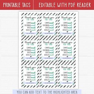 Printable Teacher Appreciation Favor Tag. Thank You for Your Commitmint ...