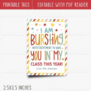 Printable Back to School Star Burst Tag. Editable Tag. Bursting With ...