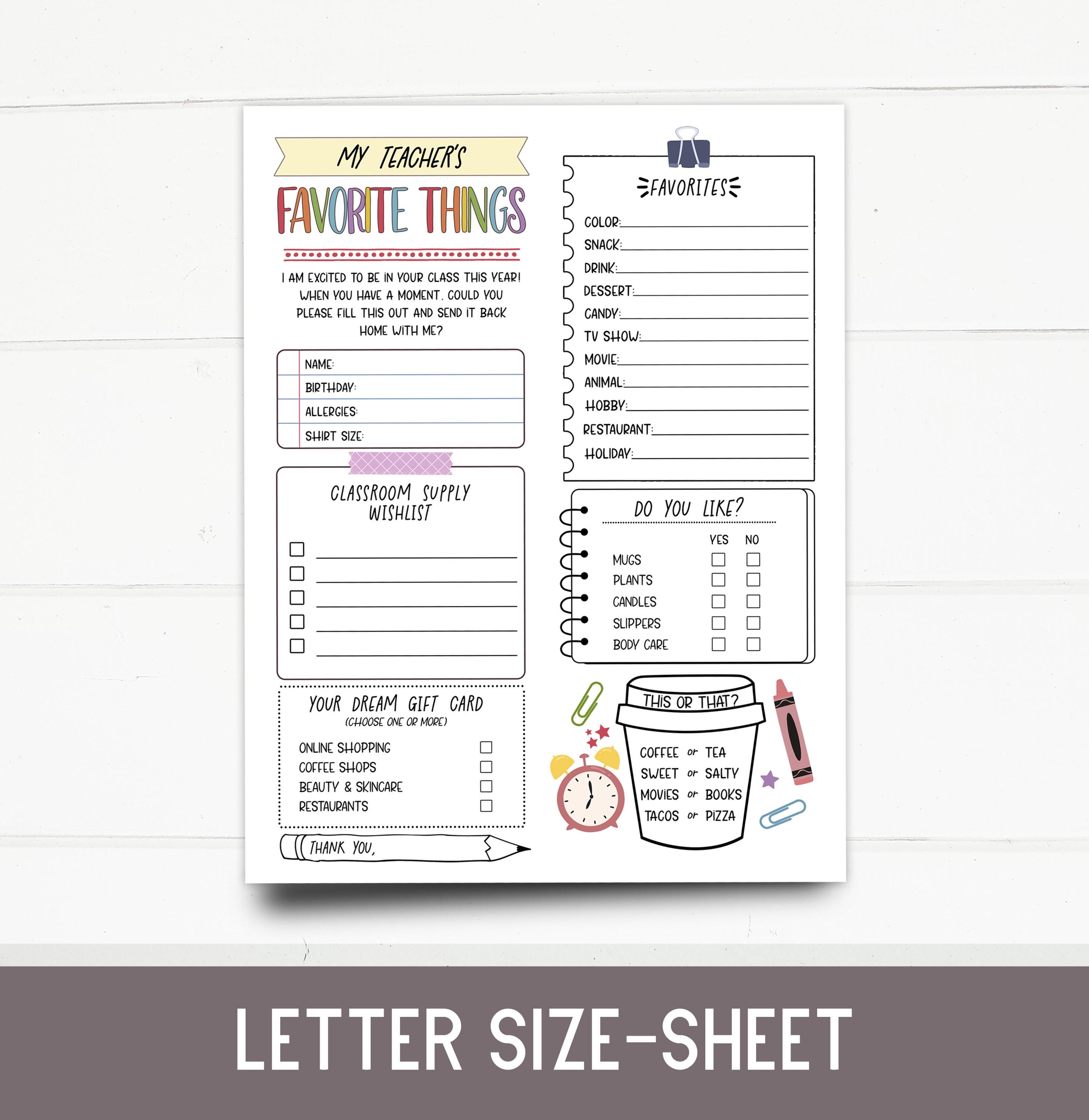 Getting to Know My Teacher Printable | All About My Teacher | Teacher’s ...
