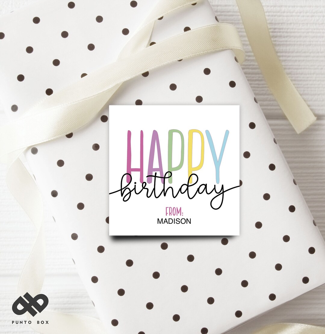 Printable Happy Birthday Tags. Instant Download. Summer Breeze. 2.5x2.5 ...
