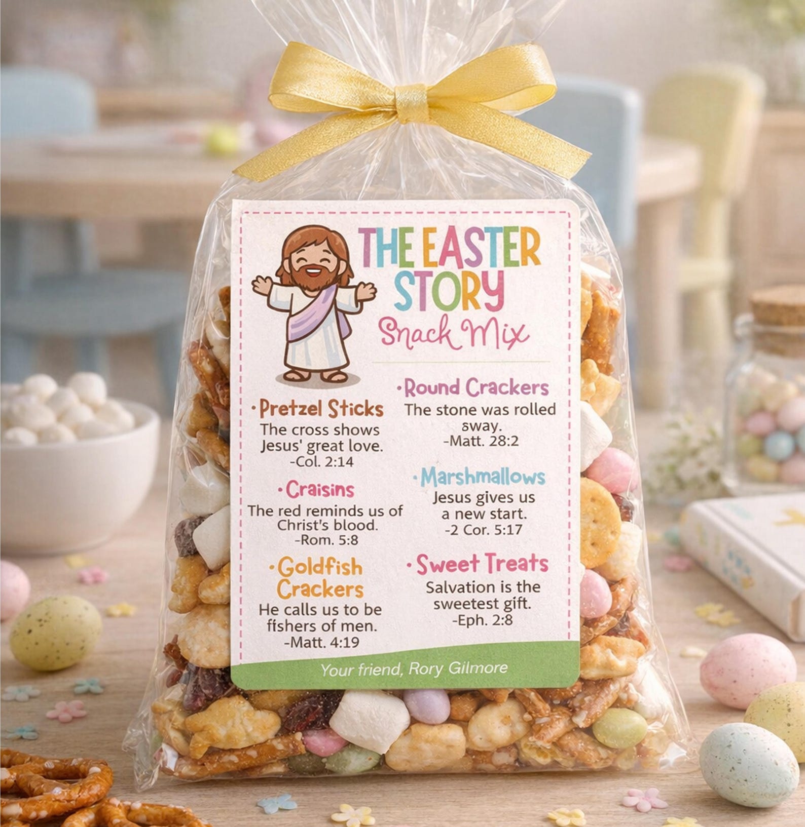 Christian Easter Snack Mix Tag Printable | Easter Story Treat Bag Label ...