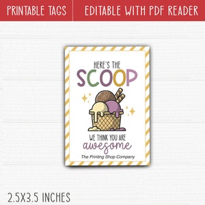 Printable Gift Tag. Here is the Scoop. You Are Awesome. Teacher ...