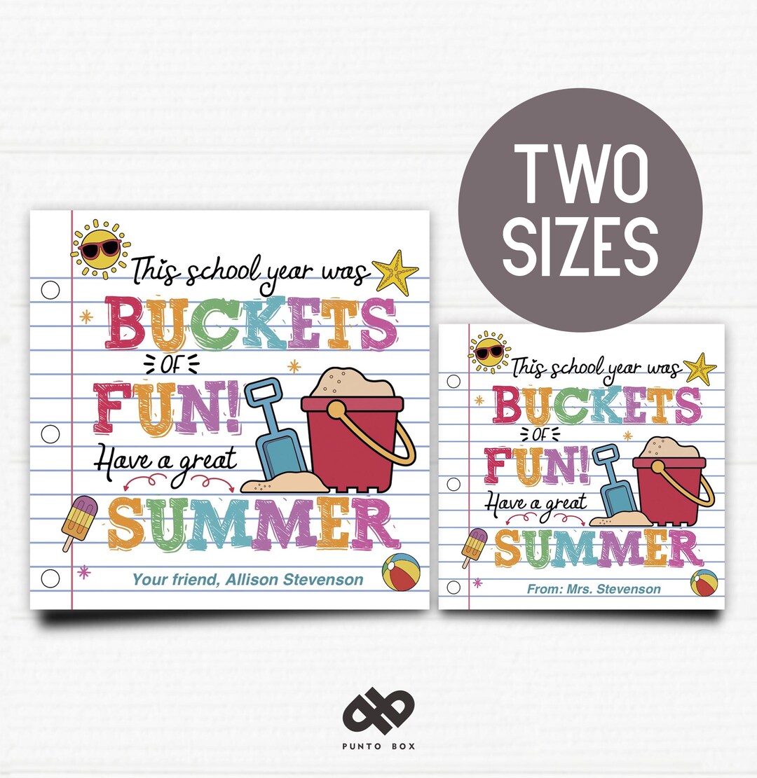 End of Year Gift Tag | Buckets of Fun Printable Tag | Summer Student ...