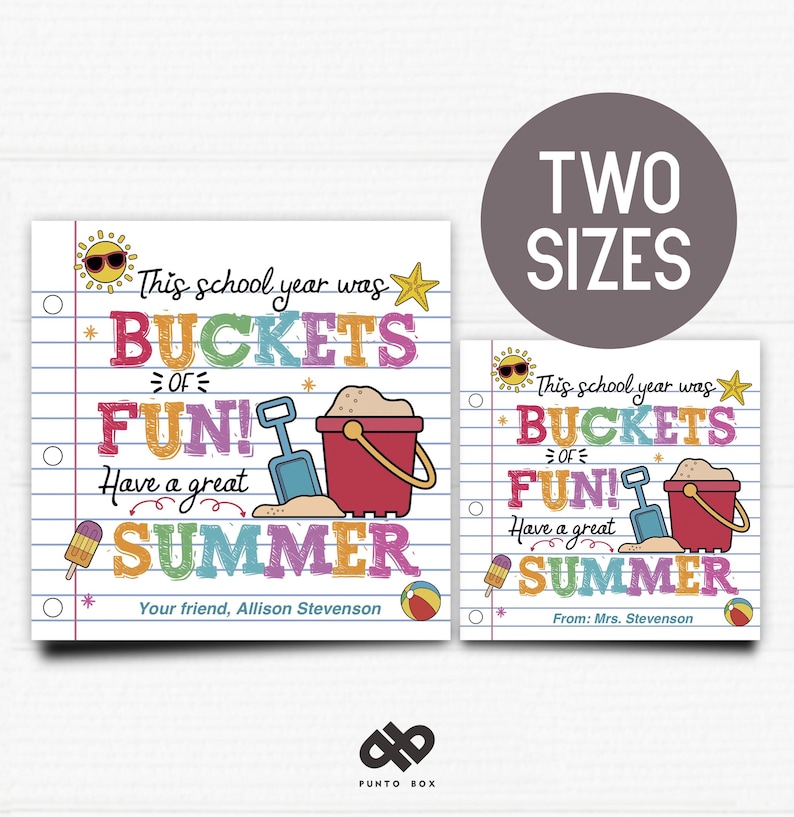 End of Year Gift Tag | Buckets of Fun Printable Tag | Summer Student ...