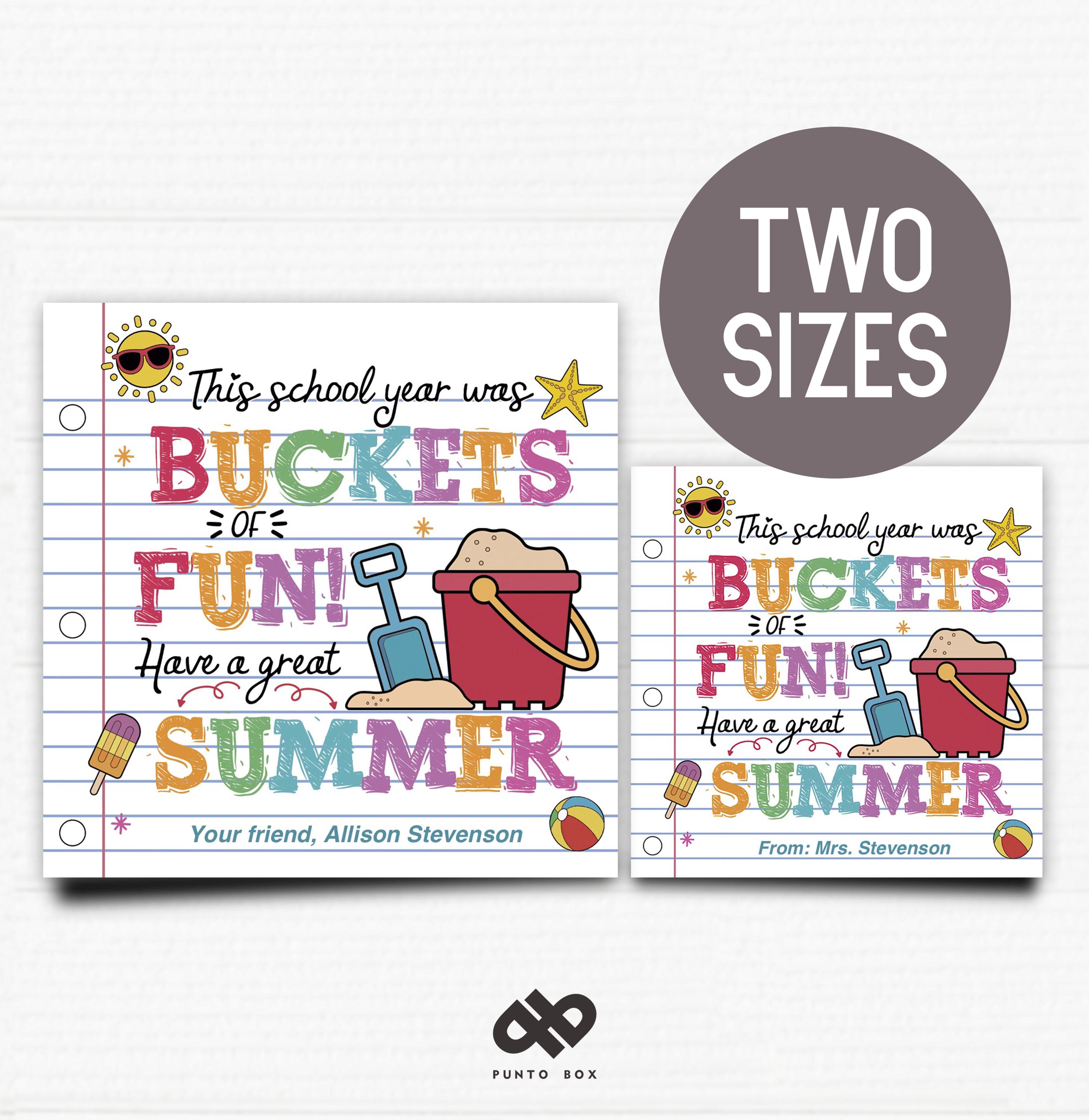 End of Year Gift Tag | Buckets of Fun Printable Tag | Summer Student ...