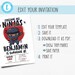Editable Ninja Party Invitation. Boy Birthday Party. Free Favor Tag and ...