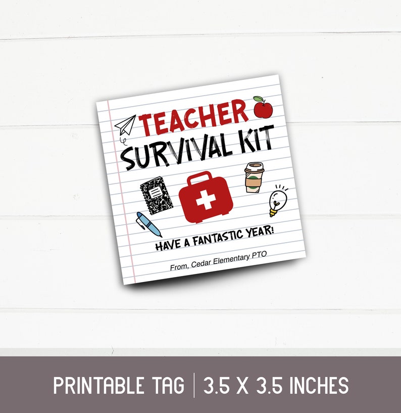 Printable Teacher Survival Kit Bundle. Teacher Appreciation Gift Tags ...