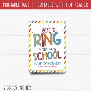 Printable Back to School Pop Tag. Editable Template. Let's Ring Into ...