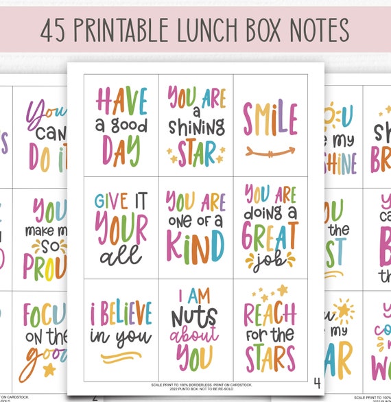 Printable Lunch Box Notes. 45 Encouraging notes for kids and tweens ...