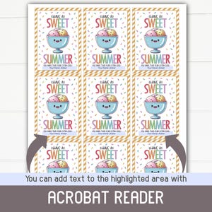 Printable End-of-year Tag – “have a Sweet Summer” | Student Gift Tag ...