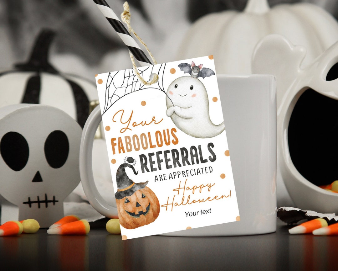Referral Marketing Halloween Printable Tags. Happy Halloween. Instant ...