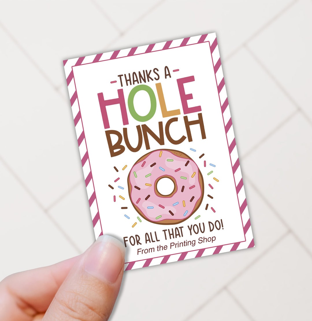 Printable Donut Favor Tags. Staff, Employee Appreciation Tag. Thanks a ...