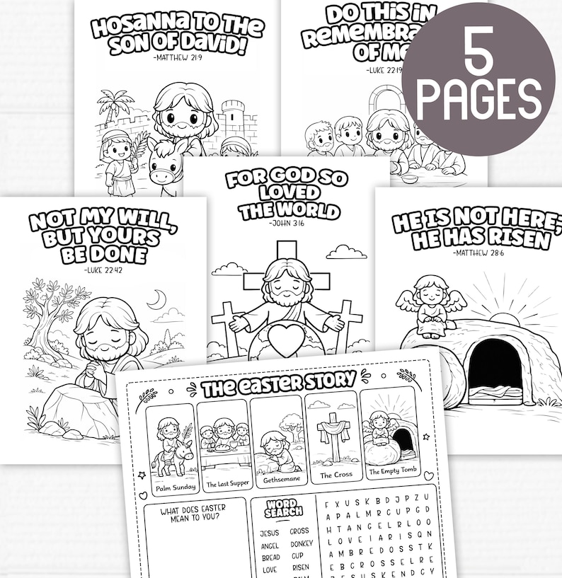 Easter Story Coloring Pages for Kids and Placemat Activity | Christian ...