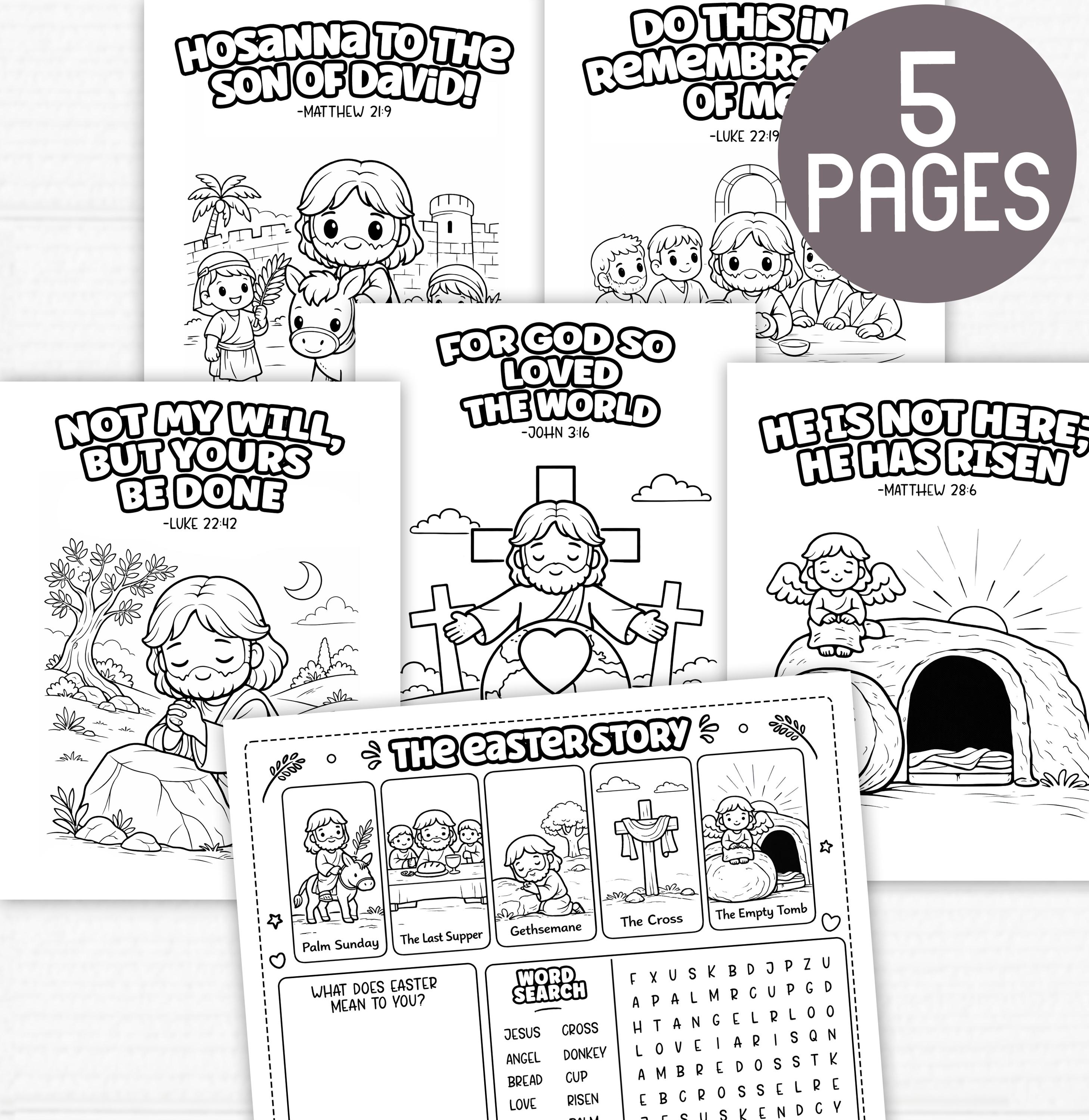 Easter Story Coloring Pages for Kids and Placemat Activity | Christian ...