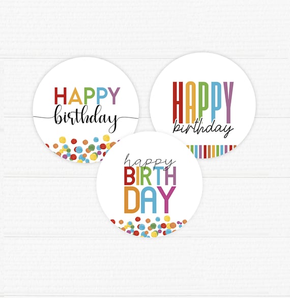 Printable Round Favor Birthday Tags. Not editable. Three different ...
