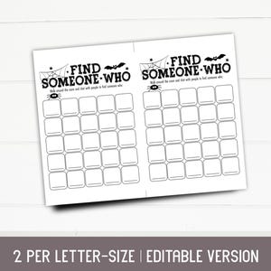 Editable Halloween Bingo Game – Find Someone Who Edition | Fun ...