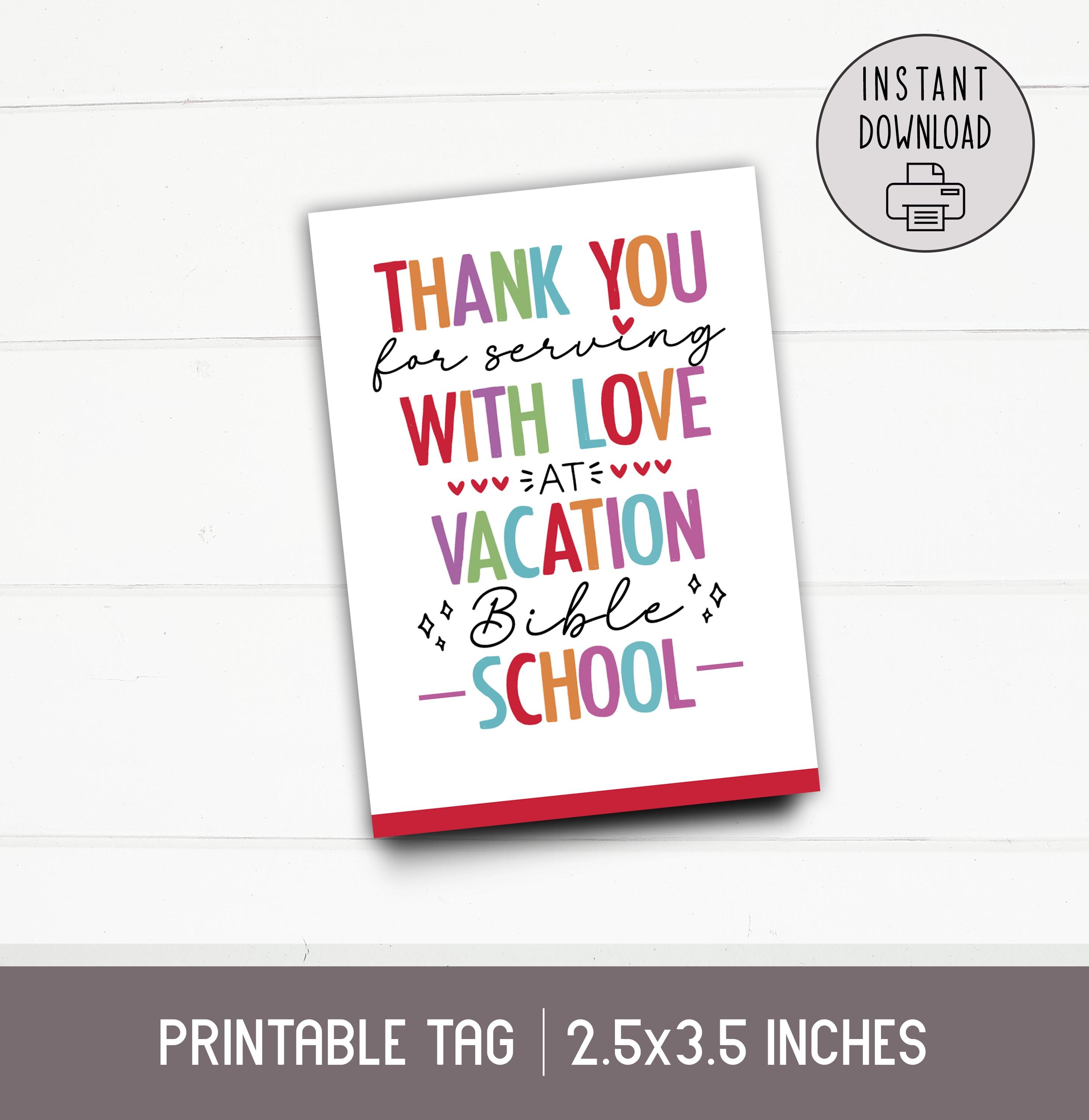 3 Printable VBS Thank You Tags for Teachers and Volunteers. Vacation ...