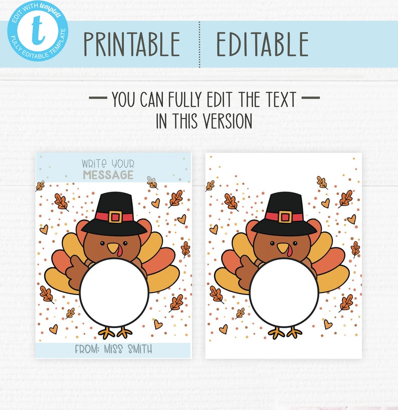 Play Doh Printable Cards. Thanksgiving Turkey. No Candy Favors ...