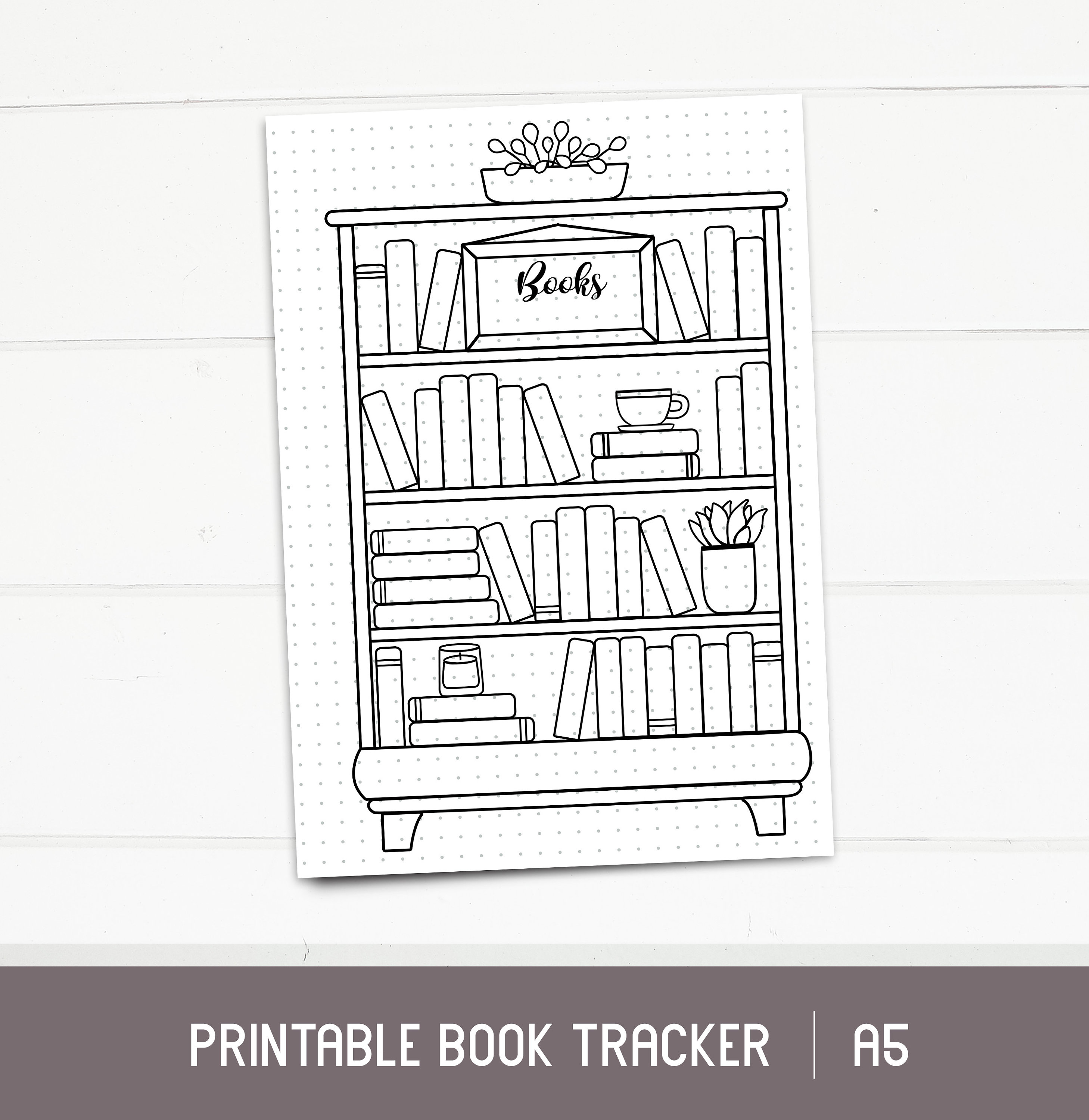 Printable Bookshelf Reading Tracker. 35 Books. A5 Journal Page. Bullet ...